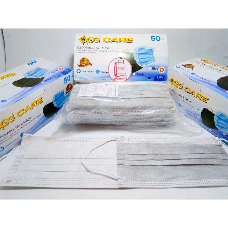 Jual Masker Earloop Grey / Abu 3ply 1 box isi 50 Pcs Kemenkes Earloop ...