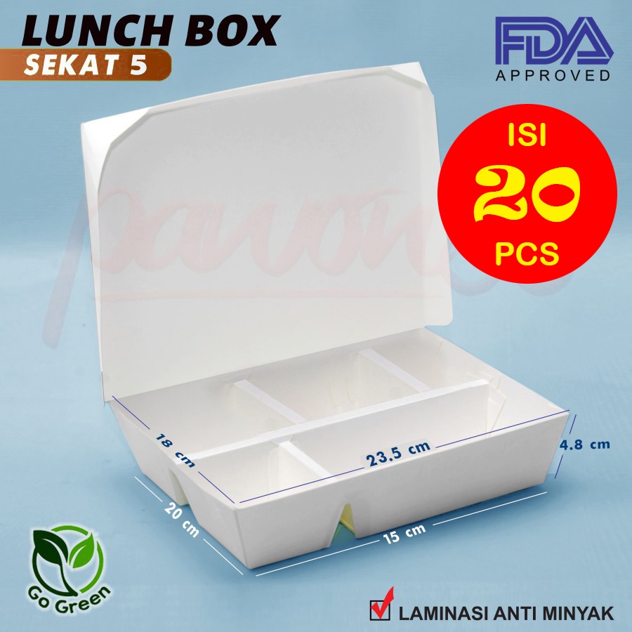 Jual Paper Lunch Box SEKAT 5 - Lunch Box Paper SEKAT 5 - ( 20 Pcs ...
