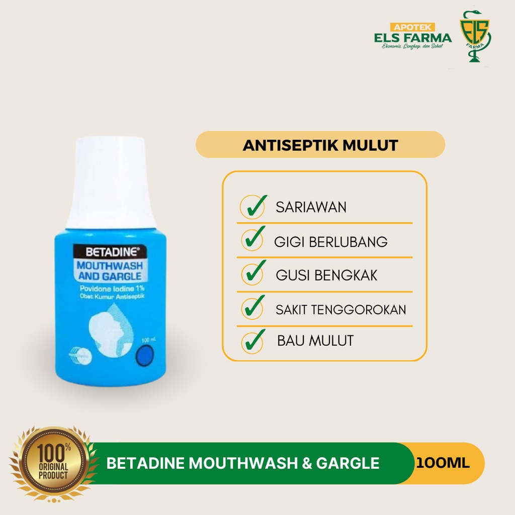 Jual BETADINE GARGLE 100 mL - 190mL - Obat Kumur/ Antiseptik mulut ...