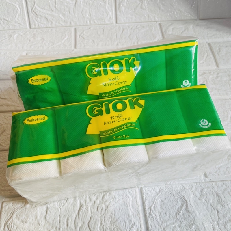 Jual tisue roll/tisu non core giok isi 5roll/tissue embos roll/tisue ...
