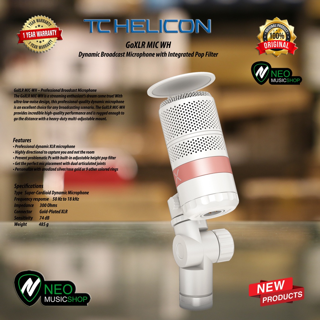 Jual TC HELICON GoXLR MIC-WH Dynamic Broadcast Microphone with Pop ...
