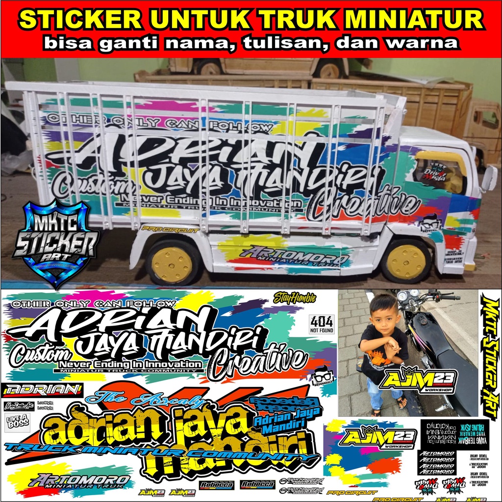 Jual STICKER UNTUK TRUK MINIATUR FULL SET BISA GANTI NAMA DAN TULISAN ...