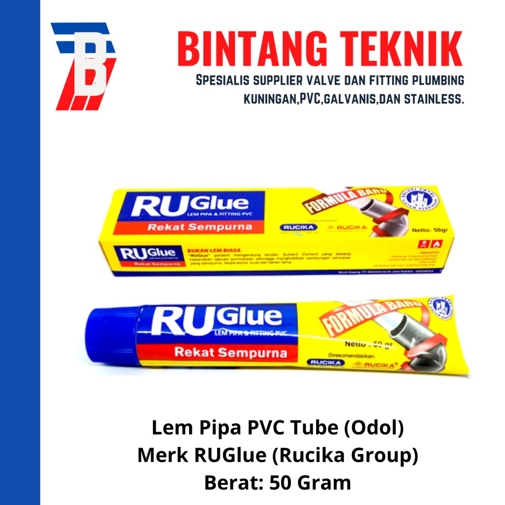 Jual Lem PVC Odol (Tube) Merk RUGlue (Rucika) 50 Gram | Shopee Indonesia