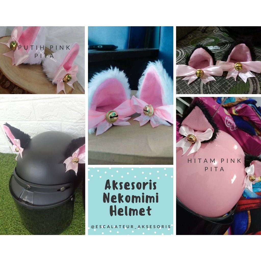 Jual (NEKOMIMI) HELM NEKOMIMI PINK PUTIH HITAM PUTIH LONCENG PITA ...