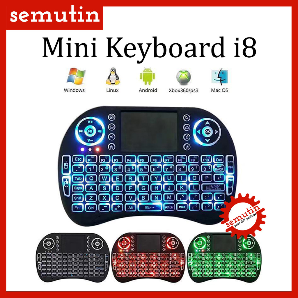 Jual Mini Keyboard i8 Wireless Touchpad / Keypad Color Backlit | Shopee ...