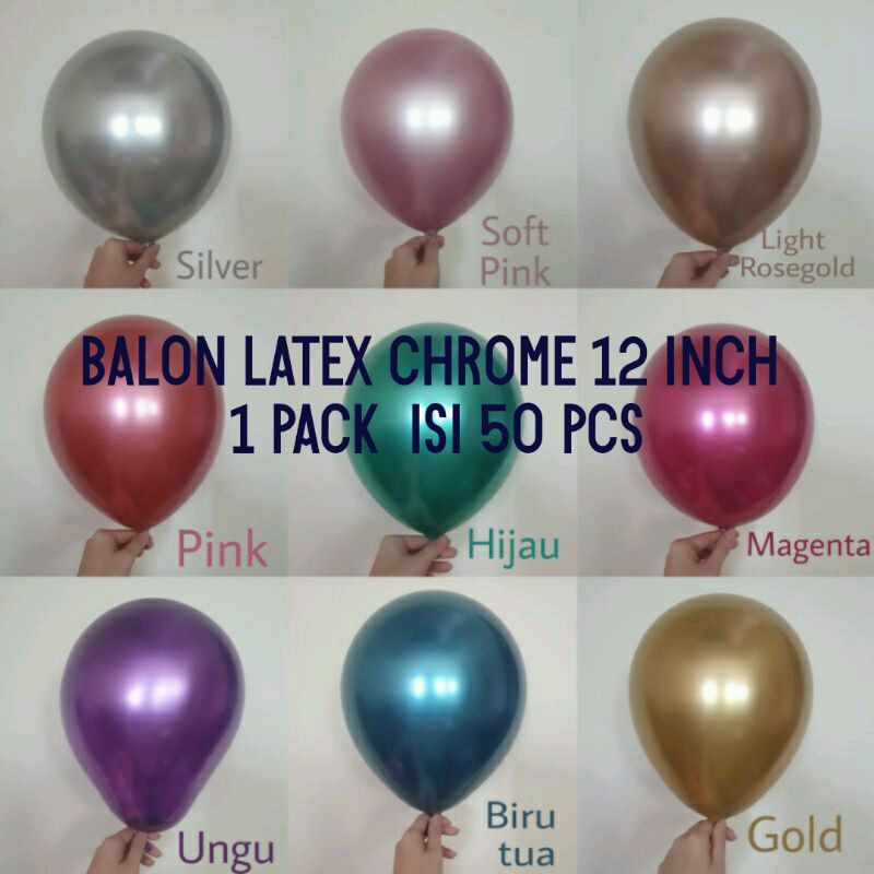 Jual Balon chrome 12 inch (1 pack isi 50pc ) / balon ulang tahun ...