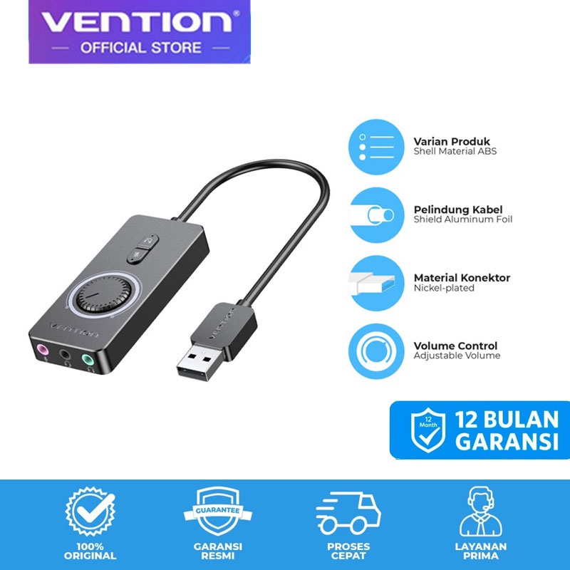 Jual Vention USB Sound Card External Stereo Sound Adapter With Volume ...
