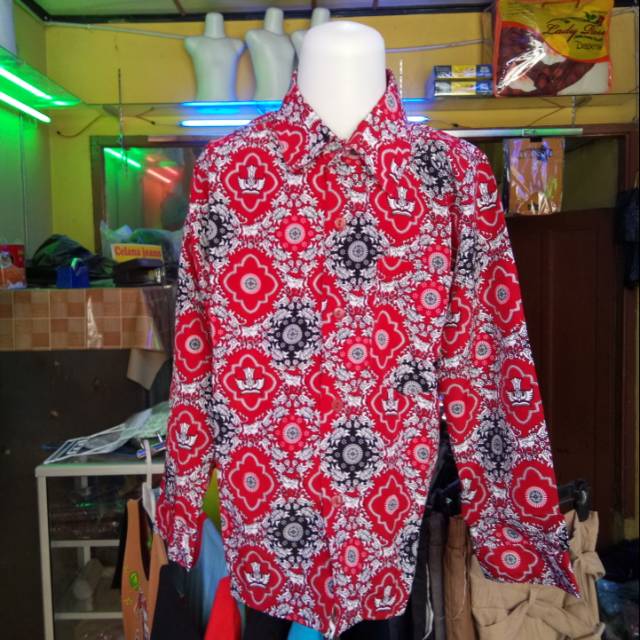 Jual Baju Seragam Batik Merah SD Nasional Lengan Panjang dan Pendek ...