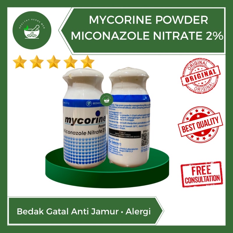 Jual Bedak Anti Jamur Mycorine Powder Miconazole Nitrate 2% Bedak Biang ...