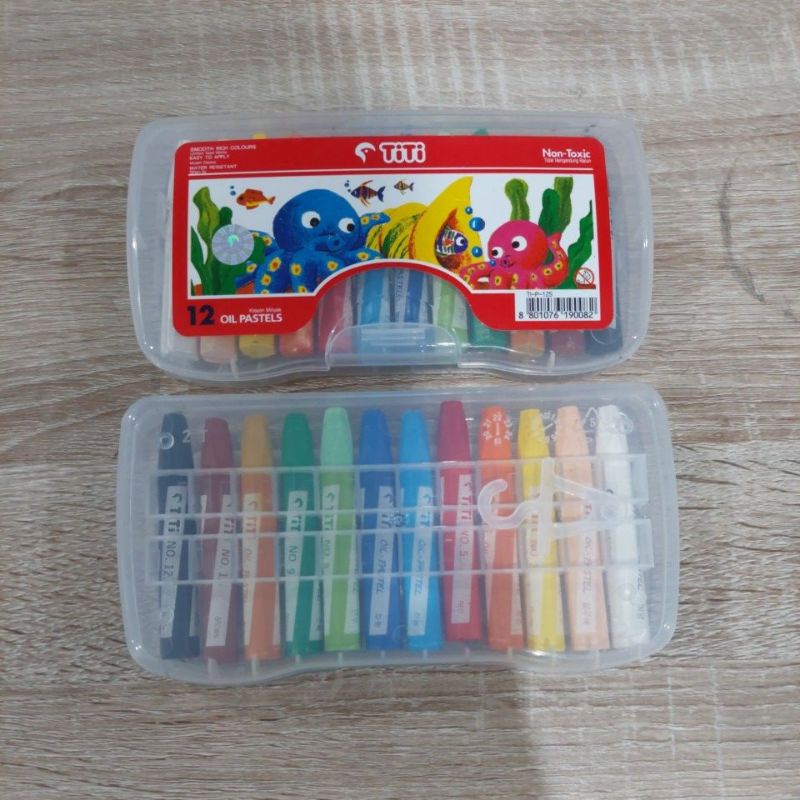 Jual Crayon TITI Oil Pastel 12 Warna / Krayon 12 Warna Titi Oil Pastel ...
