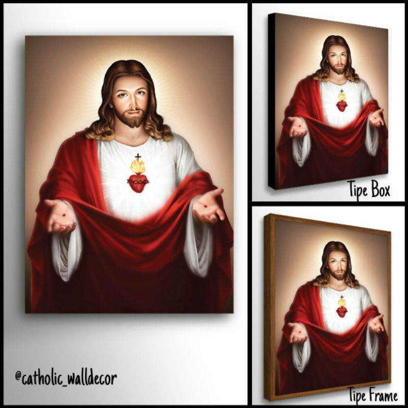 Jual Poster box hiasan dinding Kristen Katolik Hati Kudus Tuhan Yesus ...