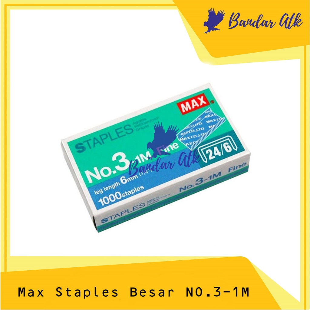 Jual Isi Staples Max Besar No 3 1M Refill Stapler No 3 1M [1 PACK ...