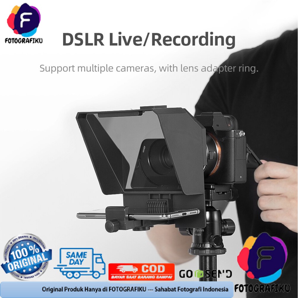 Jual Mini Teleprompter Portable Inscriber Autocue with Remote & Light ...