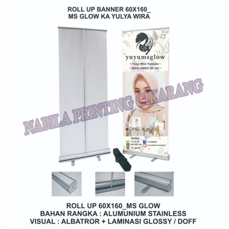 Jual roll up banner besi stainless ms glow plus laminasi | Shopee Indonesia