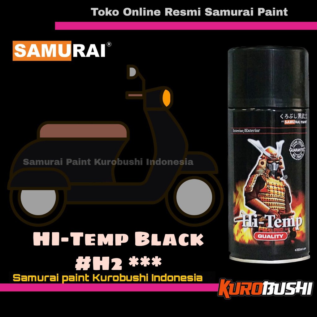 Jual Samurai Paint Hi TEMP BLACK H2 Cat Anti Panas Knalpot Warna Hitam Dop Cat Semprot Aerosol ...