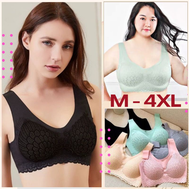 Jual A021 / BRA SEAMLESS LACE BIG SIZE JUMBO PUSH UP TANPA KAWAT / BH BRALETTE RENDA | Shopee ...