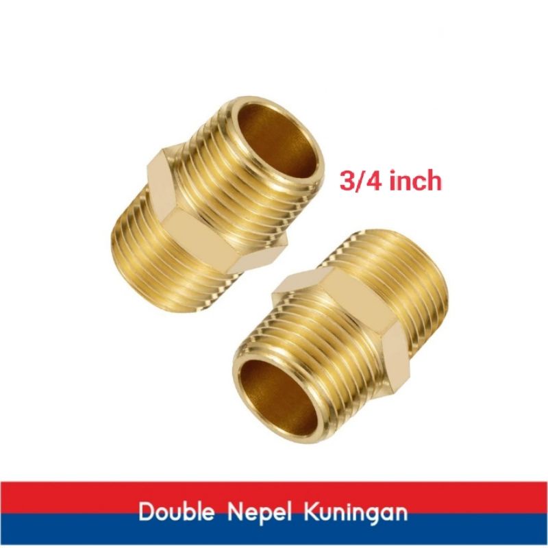 Jual Double nepel kuningan 3/4 inch orignal / nepel sambungan pipa kuningan asli | Shopee Indonesia