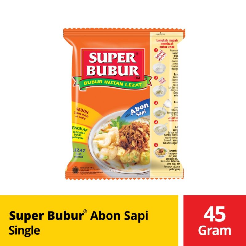 Jual BUBUR INSTAN - (1 PCS) SUPER BUBUR 45g Bubur Instant Cemilan Anak ...