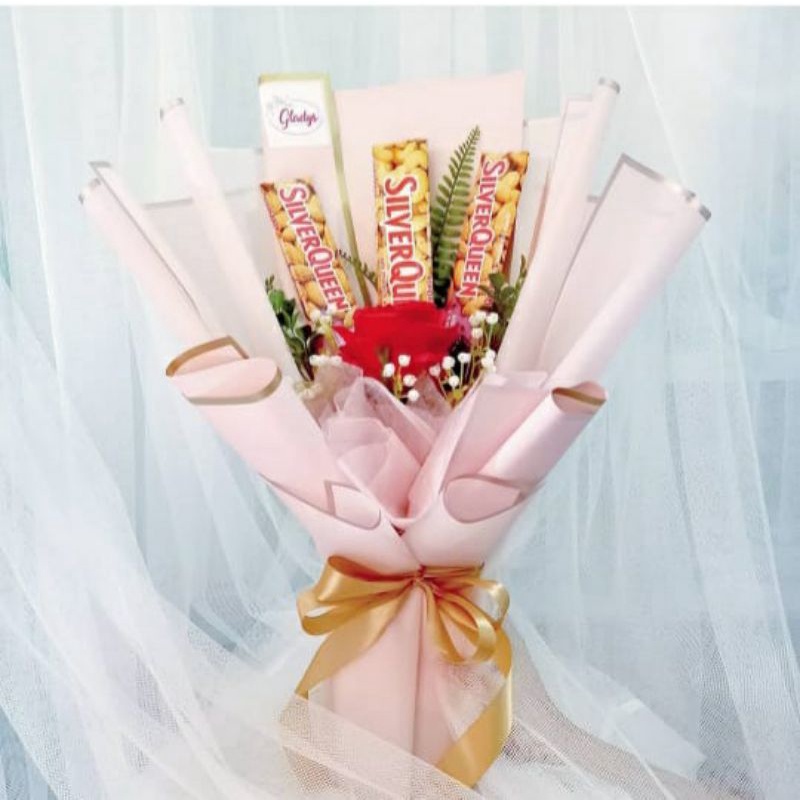 Jual Chocolate Bouquet with Rose size Medium | Buket Coklat dan Bunga ...