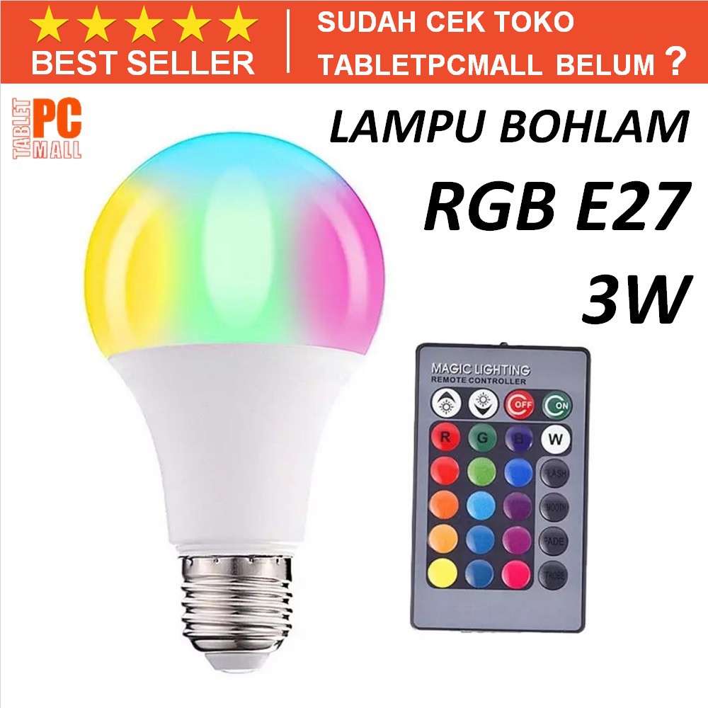 Jual Lampu Bohlam RGB dengan Remote Control E27 | Shopee Indonesia