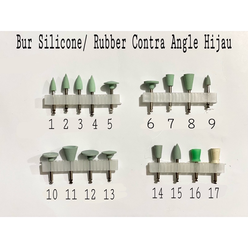 Jual Dental Bur Silicone Low Speed Contra Angle Hijau & Kuning/ bur ...