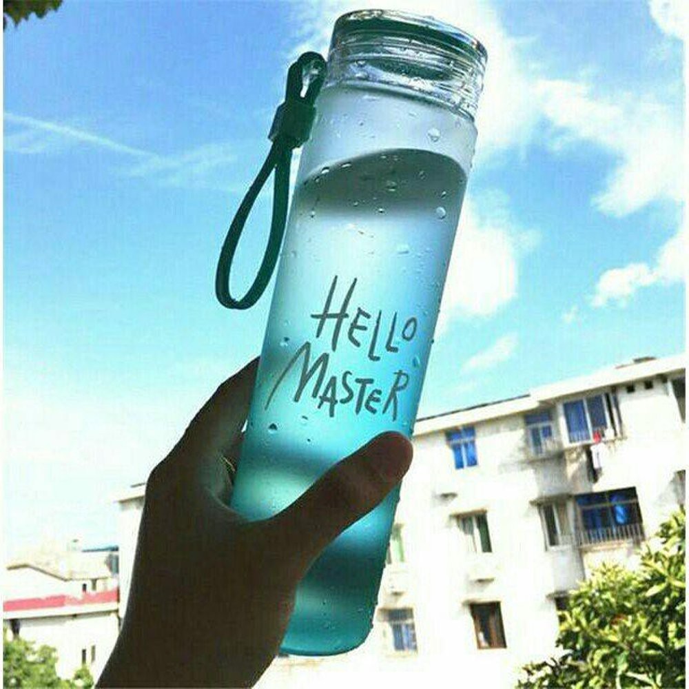 Jual Botol Minum Colourful HELLO MASTER - Botol Minum Kaca 480ml Free ...