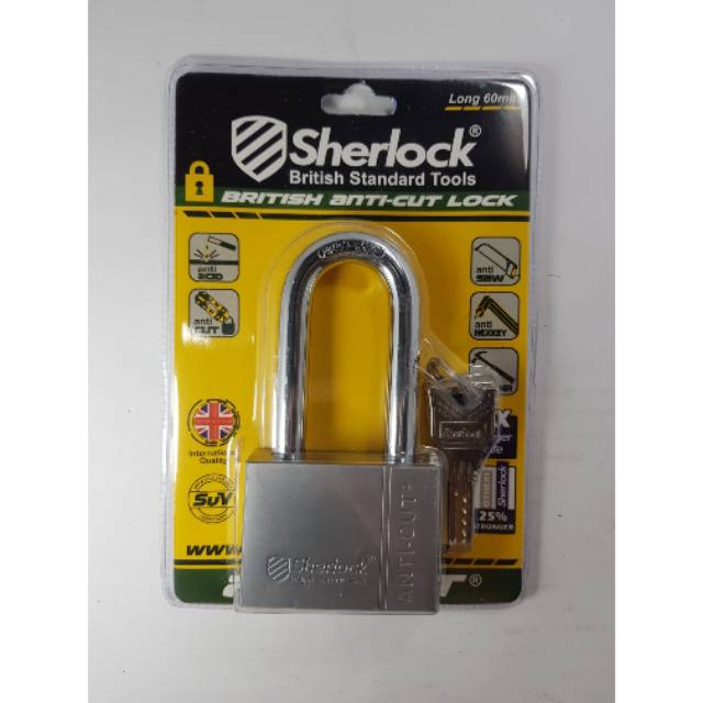 Jual GEMBOK SHERLOCK 60MM LONG ANTI CUT/GEMBOK SHERLOCK 60 MM PANJANG ...