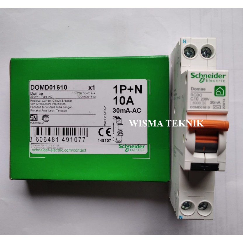 Jual RCBO SCHNEIDER Slim Domae 1P+N (MCB+ELCB) 10A - DOM12521 | Shopee ...