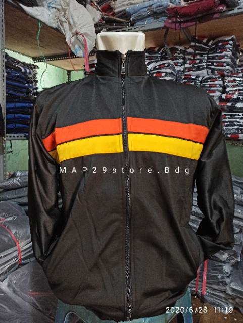 Jual Jaket Tracktop Premium Hitam List Orange/yellow | Shopee Indonesia