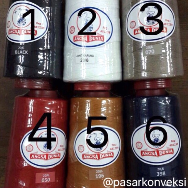 Jual 6 ROLL Benang Jahit Karung Polyester Angsa Dunia 20/6 | Shopee ...