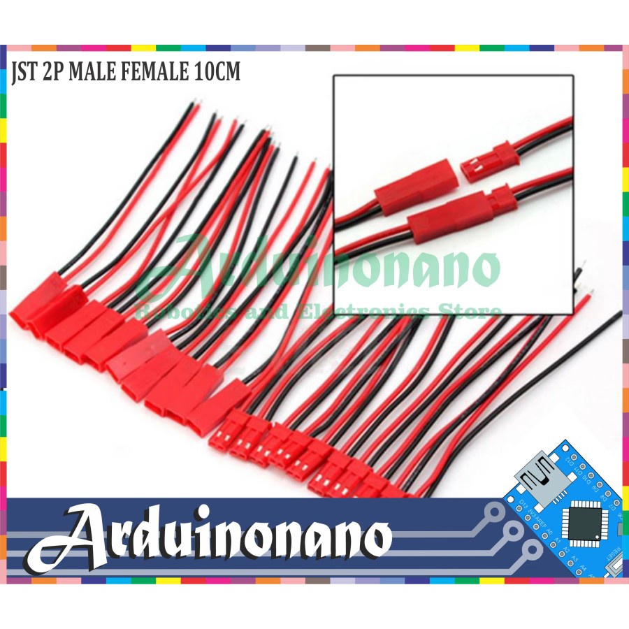 Jual JST 2P JST CONNECTOR 2 PIN MALE FEMALE PAIR 10CM CABLE LIPO ...