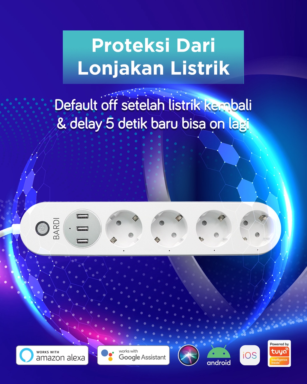 Jual BARDI Smart Extension Power Strips (Smart Stop Kontak, WIFI) | Shopee Indonesia