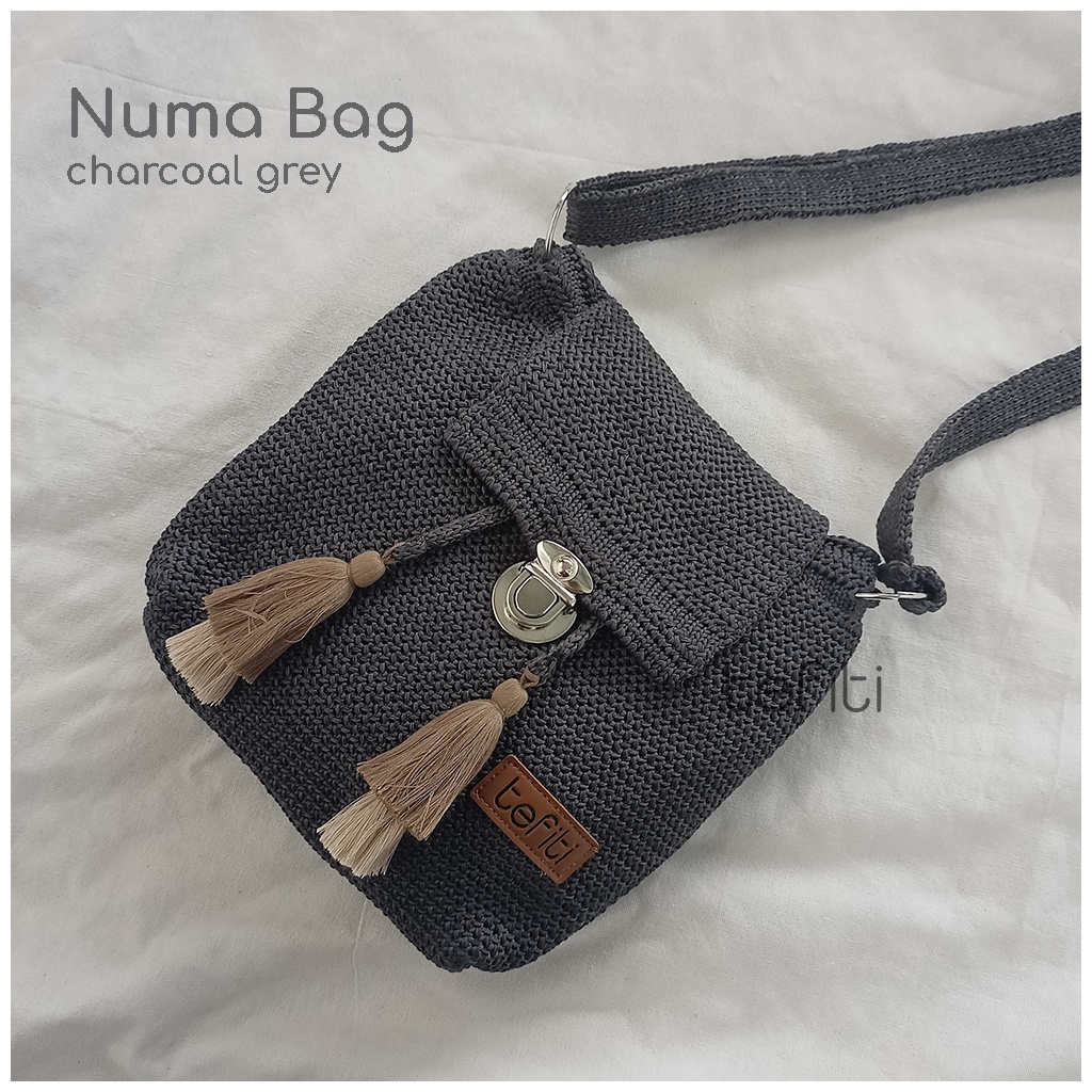 Jual Tas Rajut Selempang NUMA Knit Bag Tali Serut Bag Lock Sling Bag ...