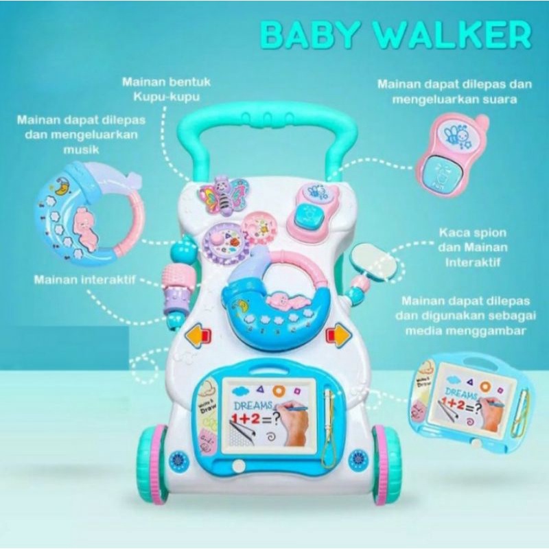 Jual Baby Walker Push Walker Trolley Anak Alat Bantu Bayi Belajar Jalan ...