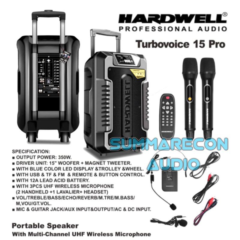 Jual Portable Speaker Hardwell Turbovoice 15 Pro Original 15 Inch New