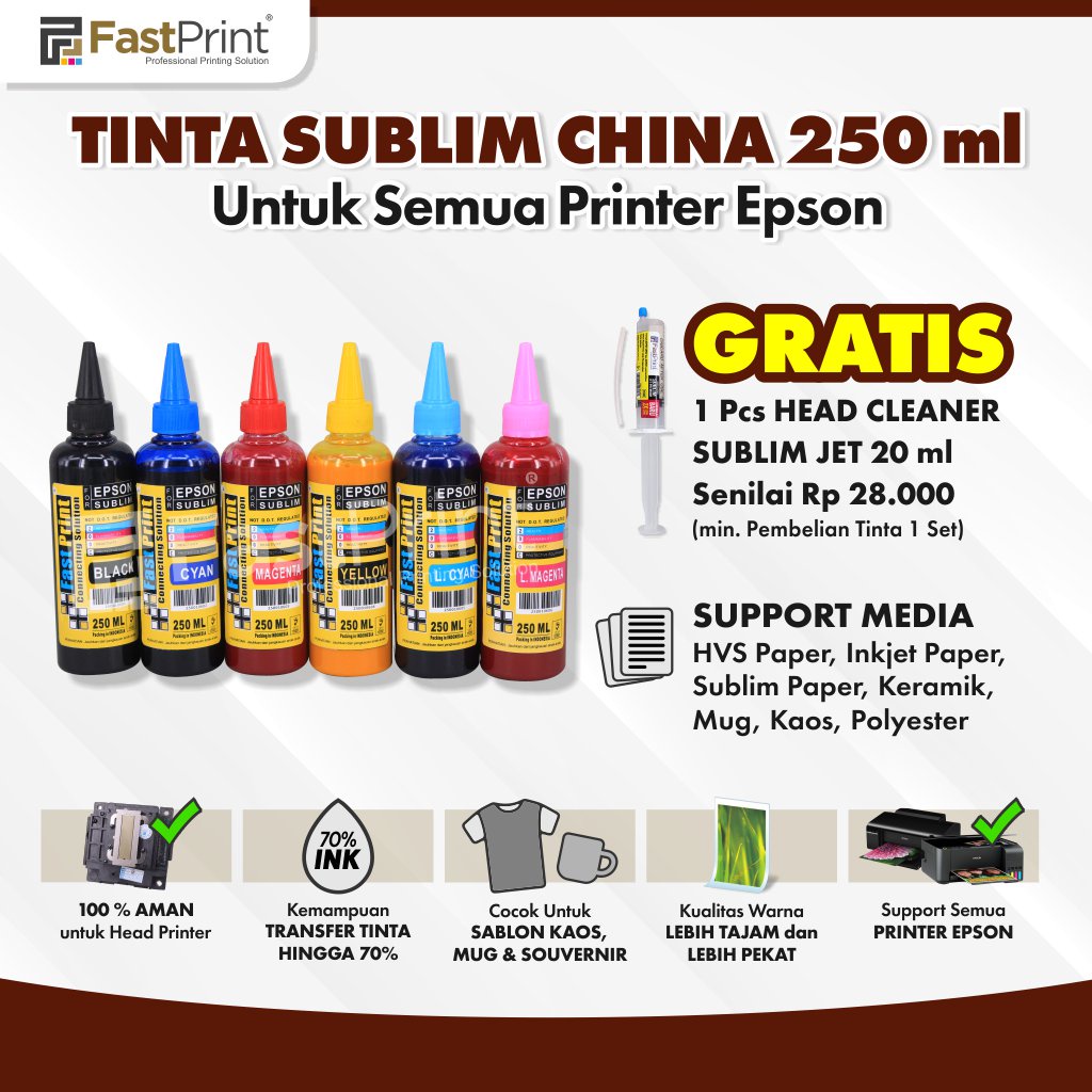 Jual Fast Print Tinta Refill Sublim Sublime Premium Epson 250ML ...
