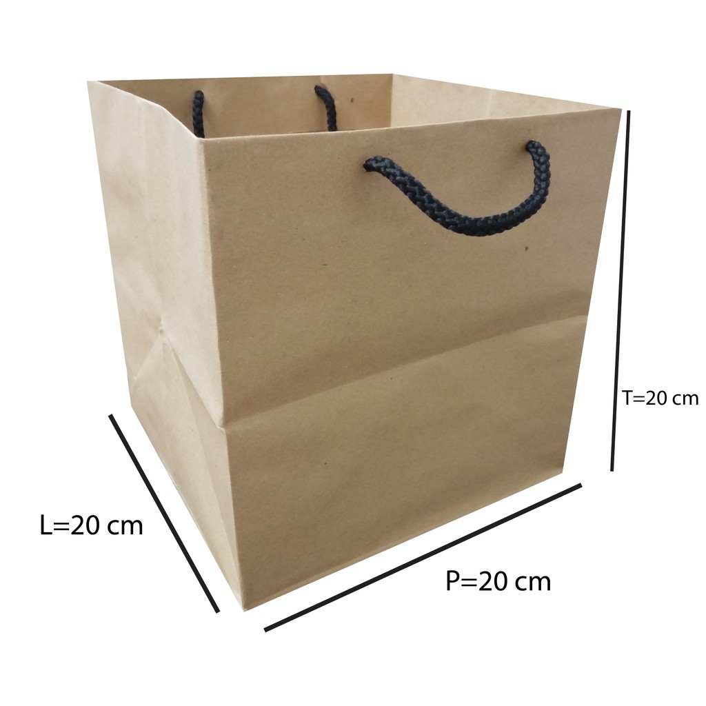 Jual PAPER BAG WADAH KADO UKURAN 20X20X20 bahan kertas kraft coklat ...