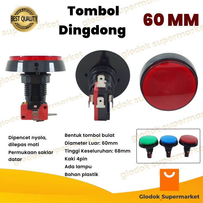 Jual Tombol Dingdong Switch Push On Dindong 60mm Saklar Mesin Ding Dong ...