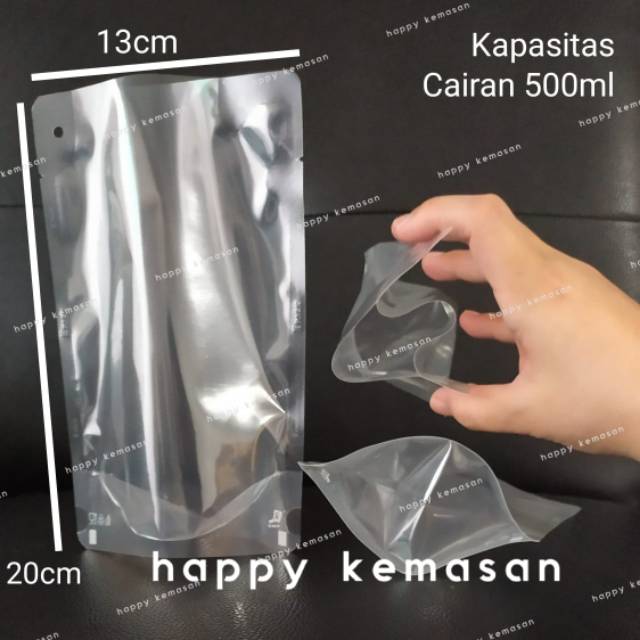 Jual Standing Pouch Cairan Transparan tanpa zipper 500ml (13x20,5cm ...