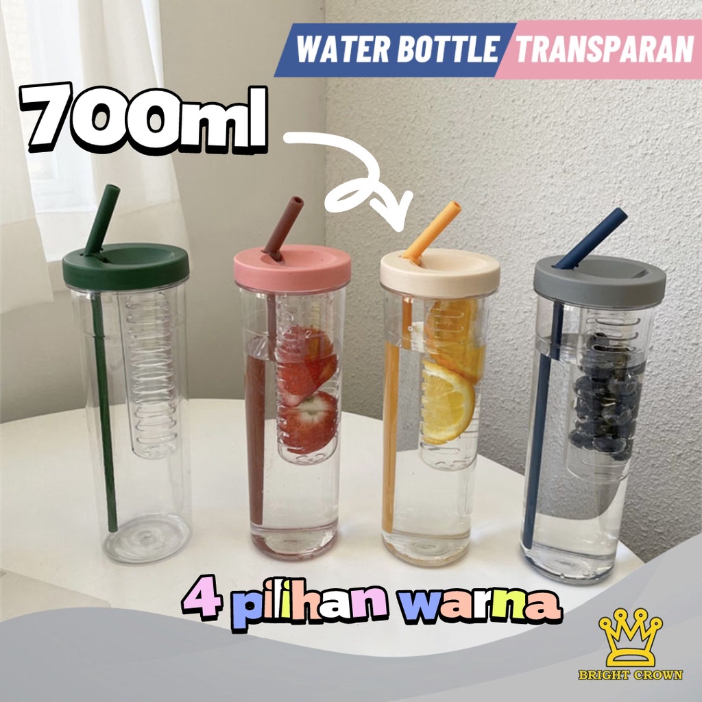 Jual Botol Juice Buah Tumblr Transparan Plus Sedotan Portable Bening ...