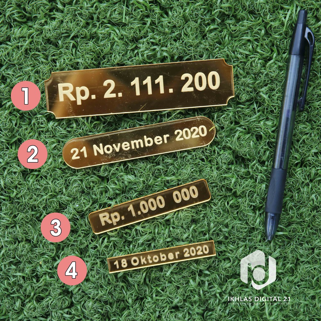 Jual Custom Tanggal atau Nominal Mahar Akrilik Gold Mirror graffir ...