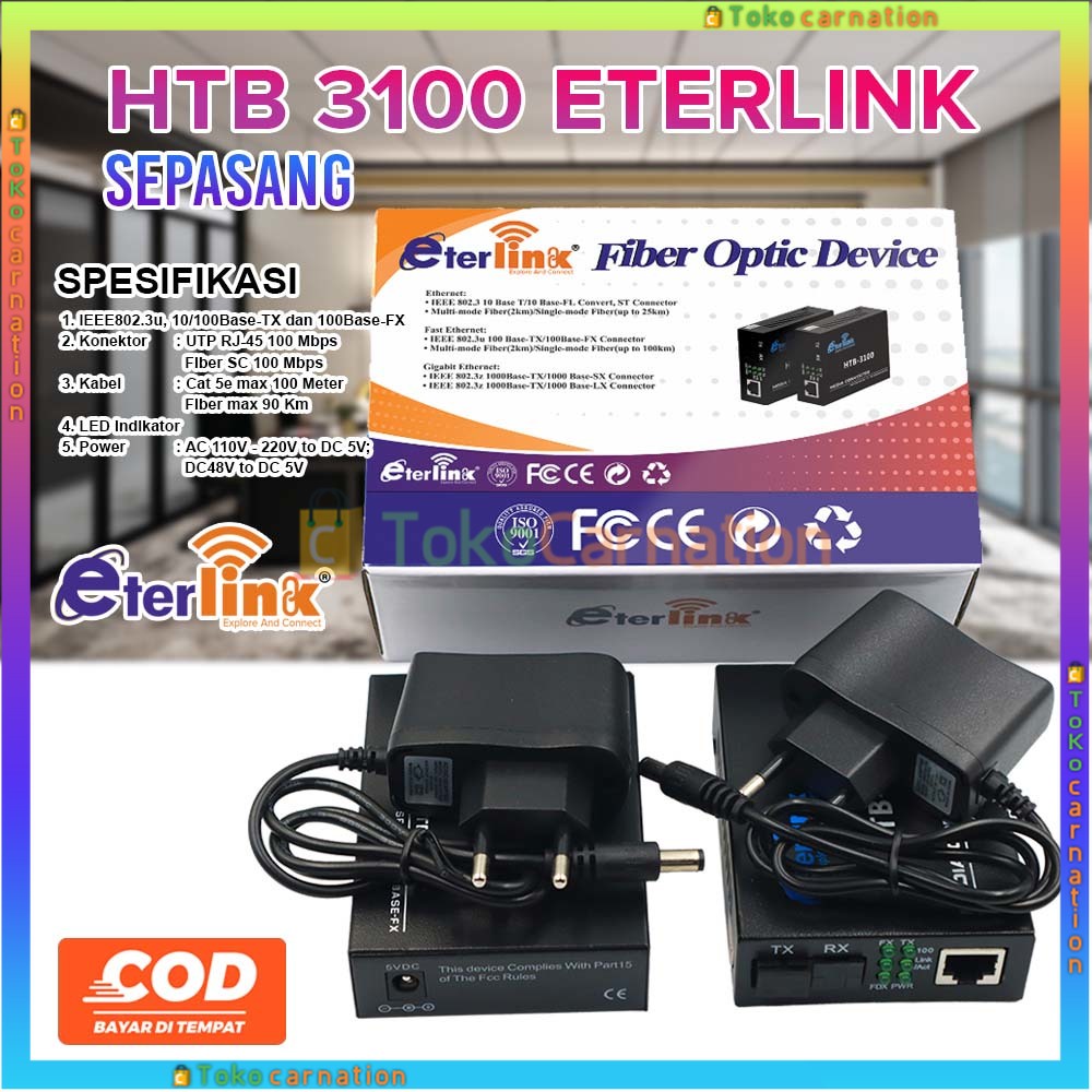 Jual Htb 3100 Media Konverter Fiber Optik Single Mode Dengan 5v 2a Eu