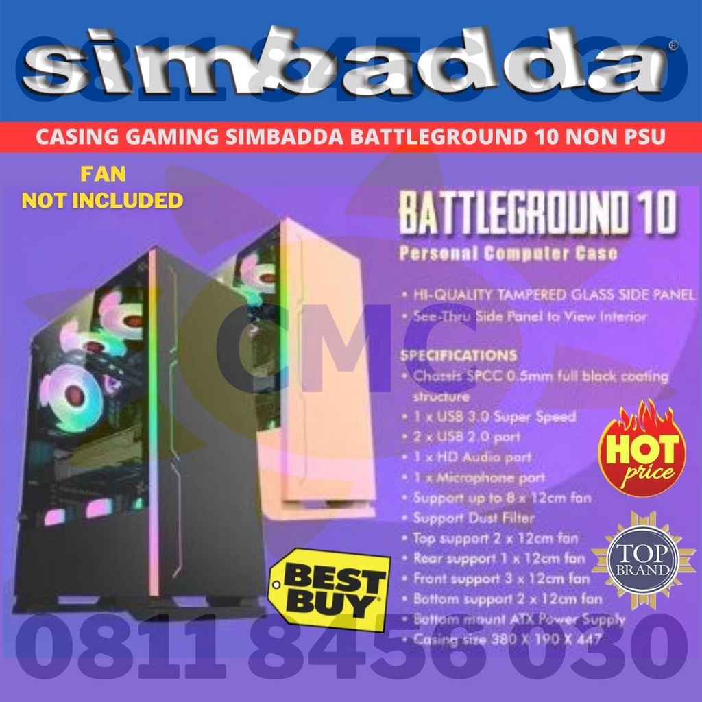 Jual Casing Simbadda CASING GAMING CASE GAMING BattleGround 10 mATX ...