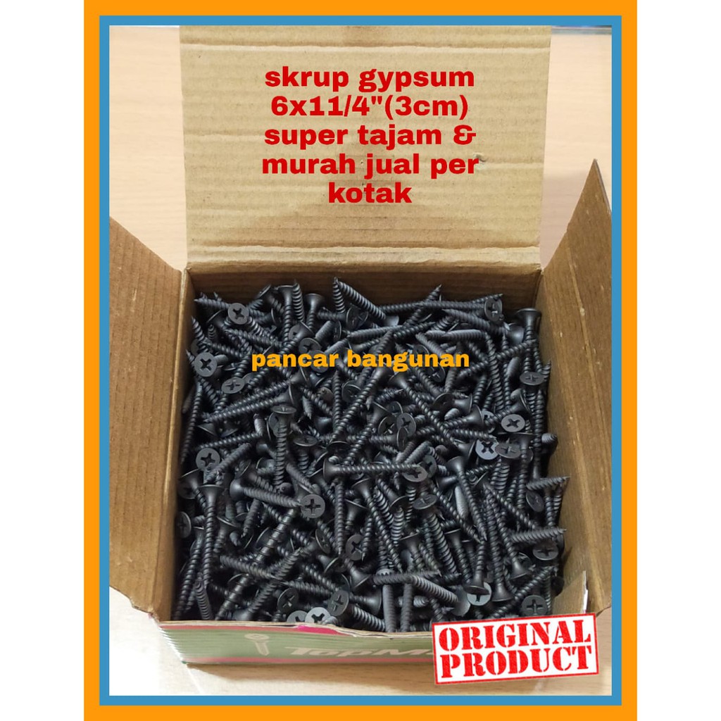 Jual SEKRUP GYPSUM TOPMAN 6x1 1/4 INCH - SKRUP WALL SCREW - DRYWALL ...