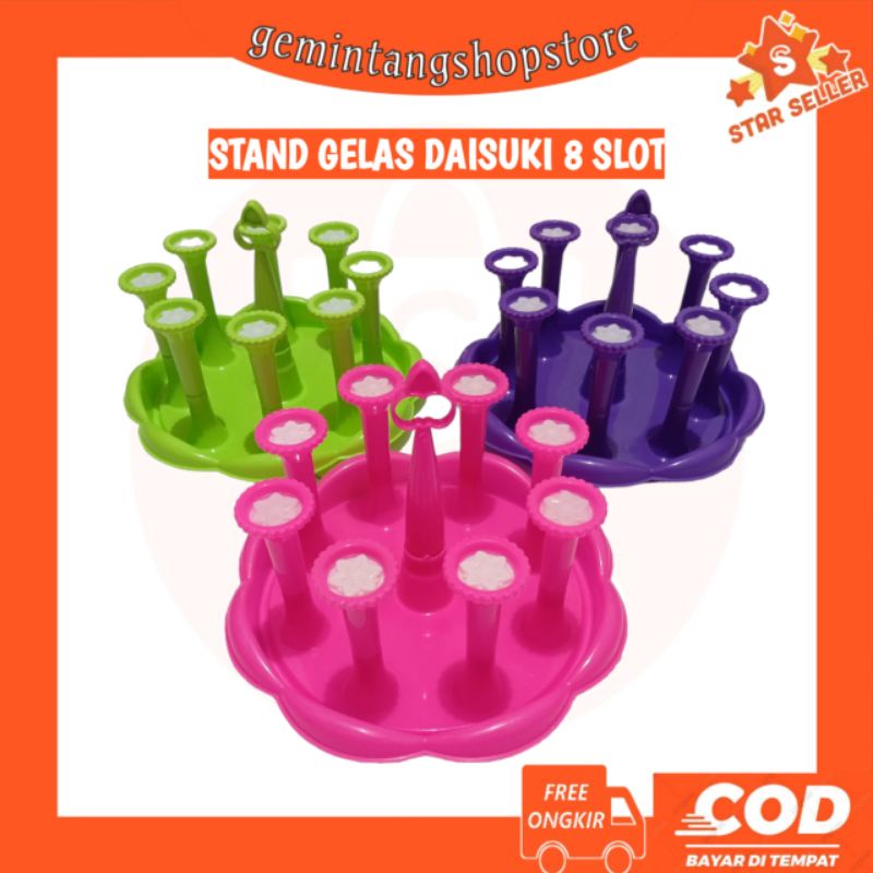 Jual Stand Gelas Plastik / Rak Gelas Berdiri / Tempat Gelas Motif Mawar 8 Slot | Shopee Indonesia