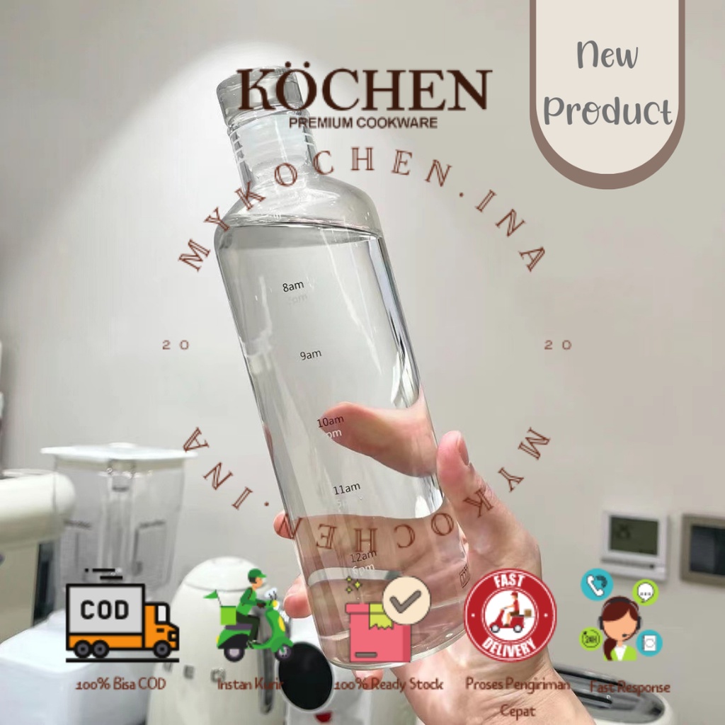 Jual MYKOCHEN.INA Botol Minum Kaca Water Bottle Aesthetic Bening ...