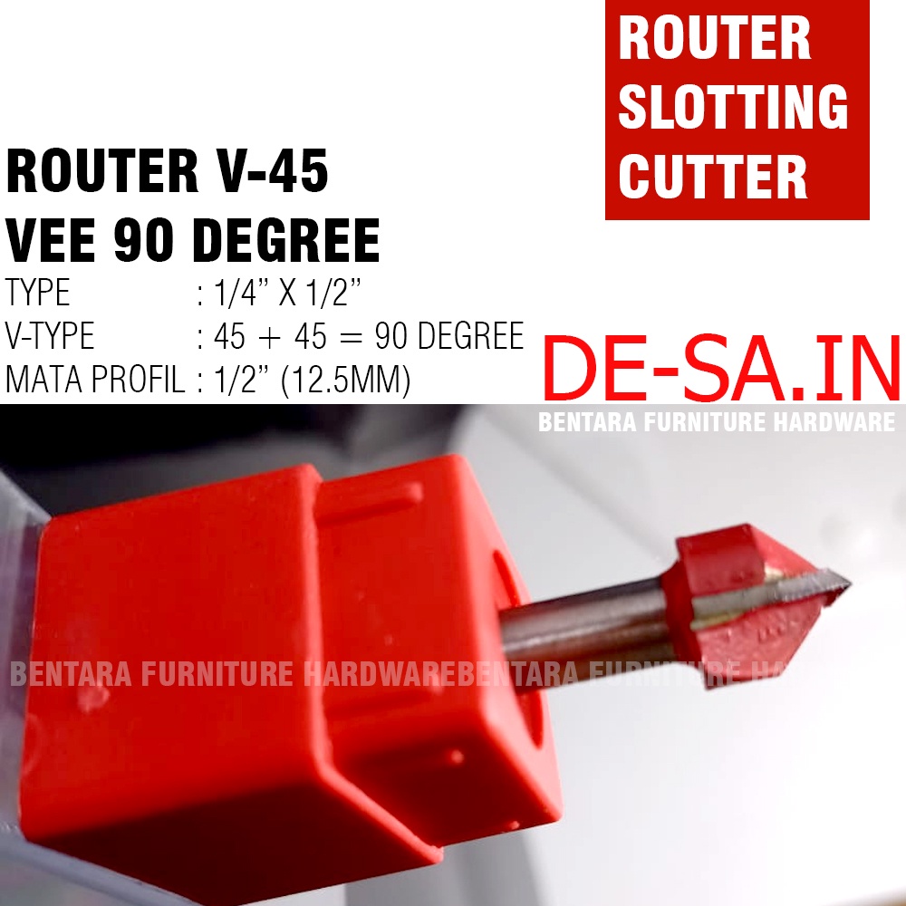 Jual Router V-45 Bits (Mata Router) 1/4" x 1/2" Vee Groove 90 Degree ...
