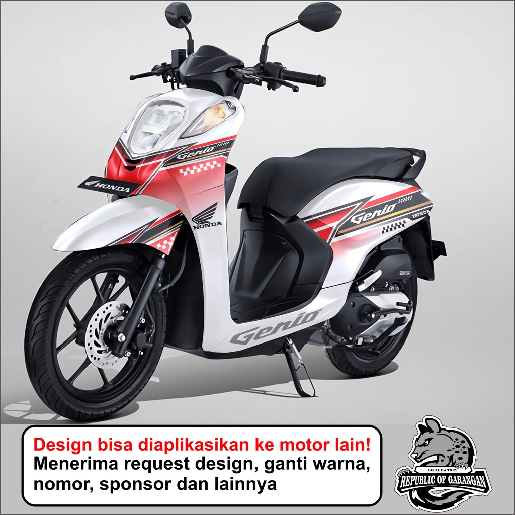Jual decal honda genio full body merah strip costum sticker free design ...