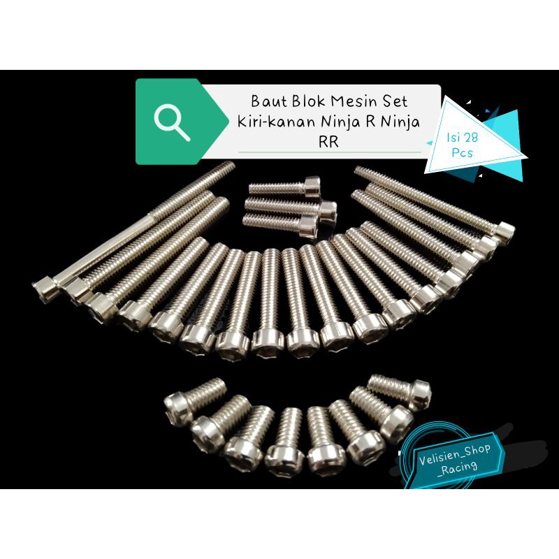 Jual COD 28 Pcs Baut Blok Mesin Ninja R Ninja RR Set Kiri-Kanan | Shopee Indonesia