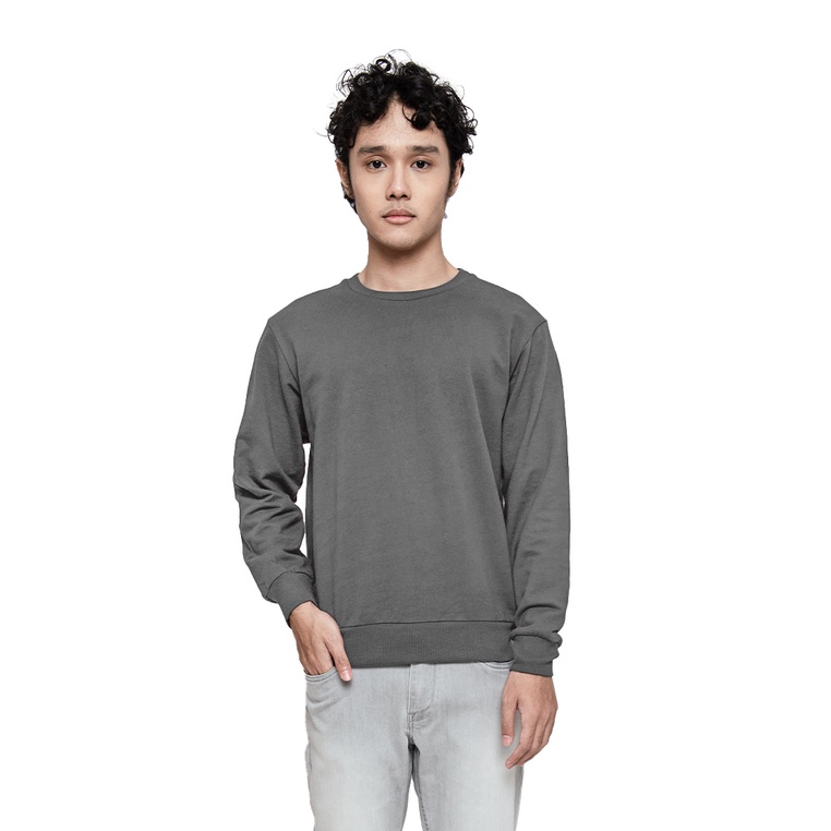Jual MANZONE Sweater pria lengan panjang DYOR-DARK GREY | Shopee Indonesia